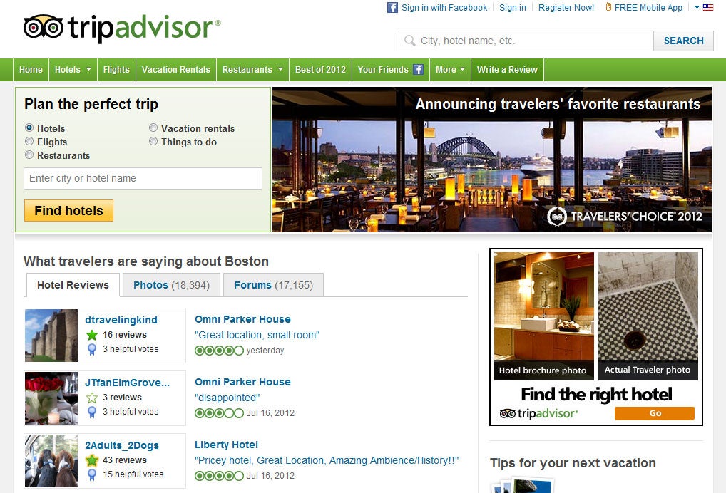 TripAdvisor airs first TV ads