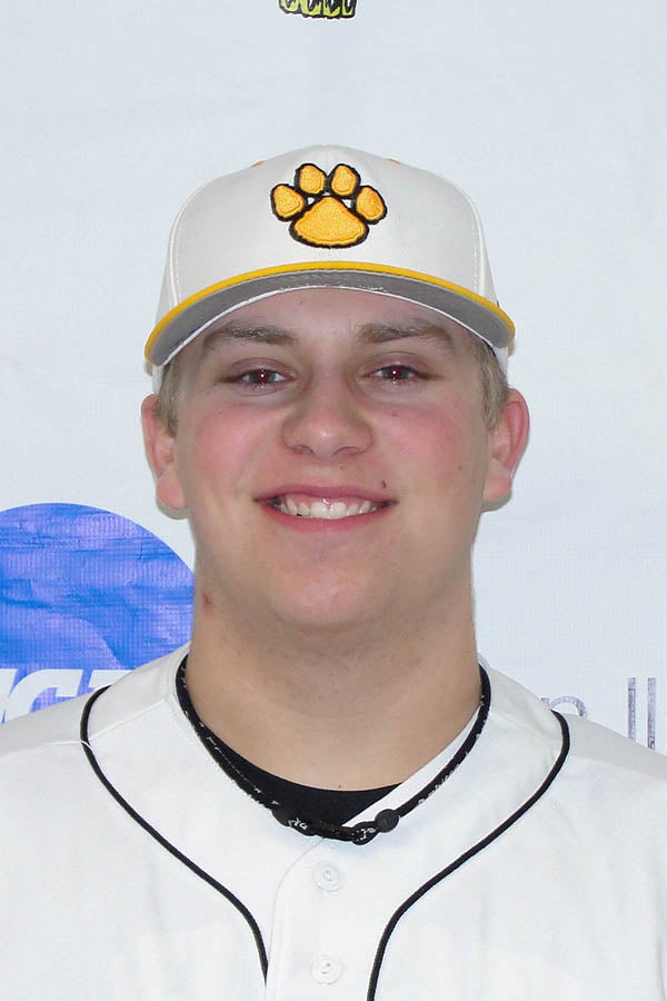 Medway’s Jake Mailman delivers at the plate for Wentworth baseball