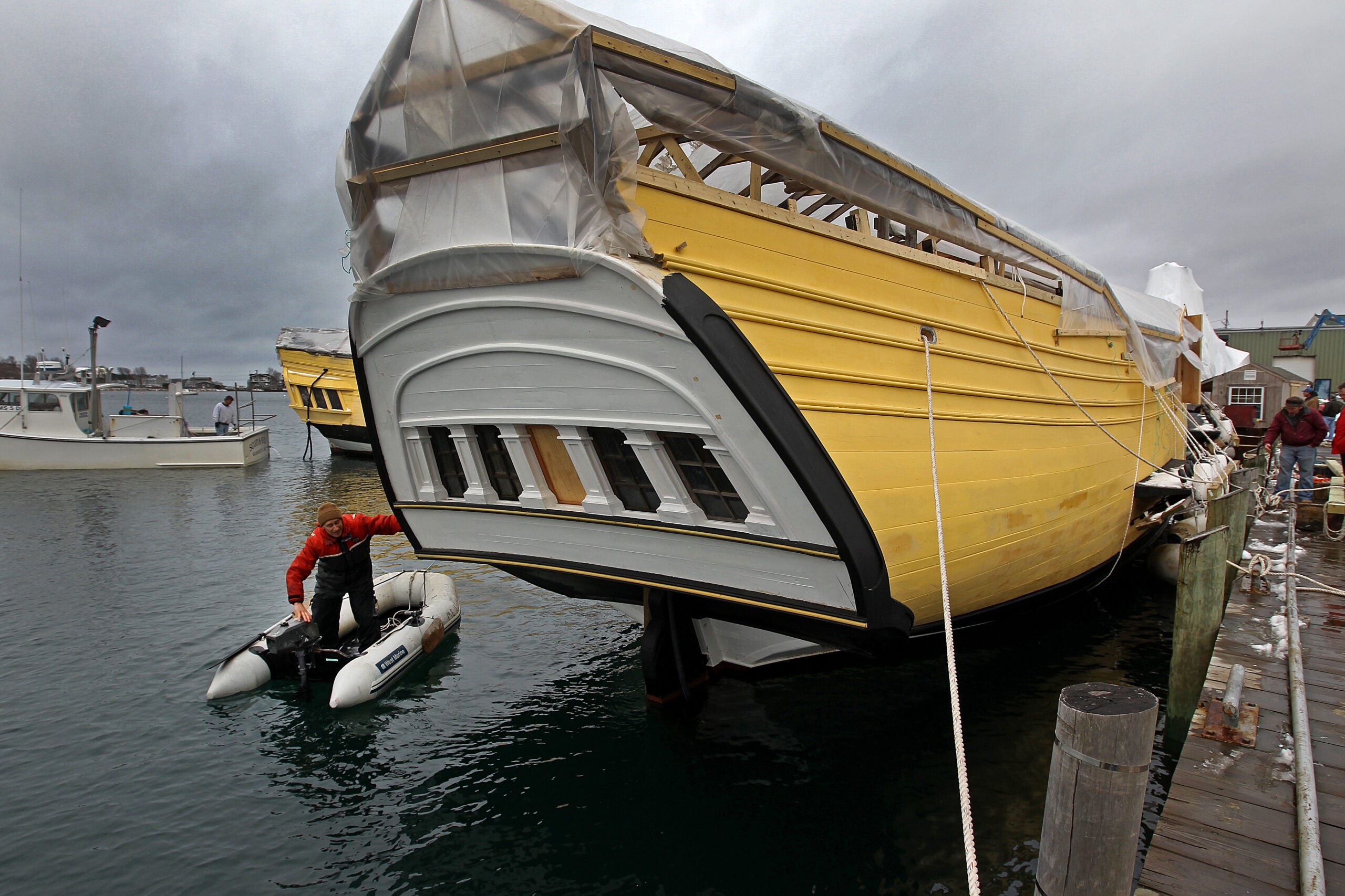 Replica Tea Party cargo ship ‘Beaver’ launched in Gloucester Harbor