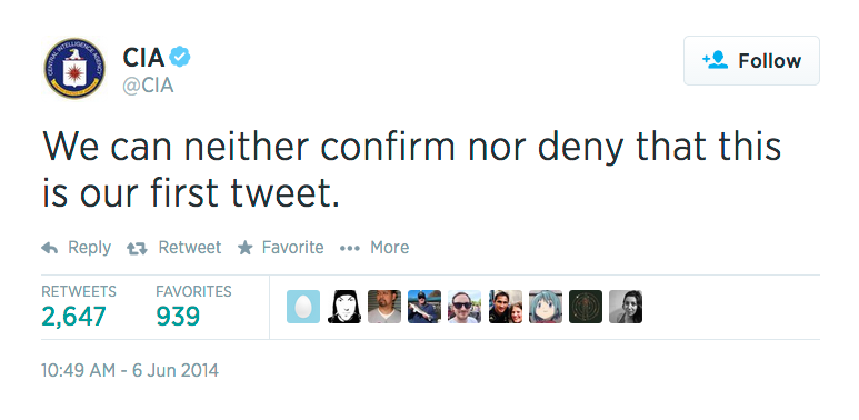 CIA’s First Tweet Is Exactly What You’d Expect