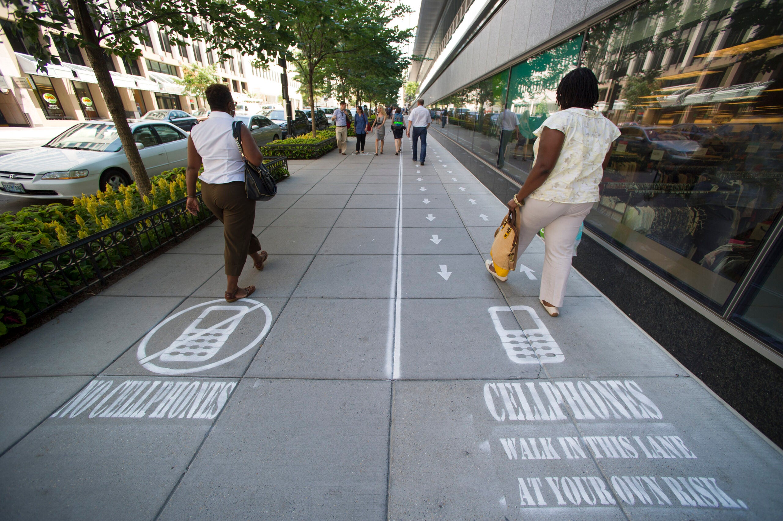 Welcome to the Future: TV Show Paints Cell Phone Lanes on D.C. Sidewalk