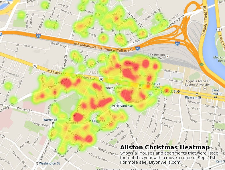 There's An Allston Christmas Heat Map