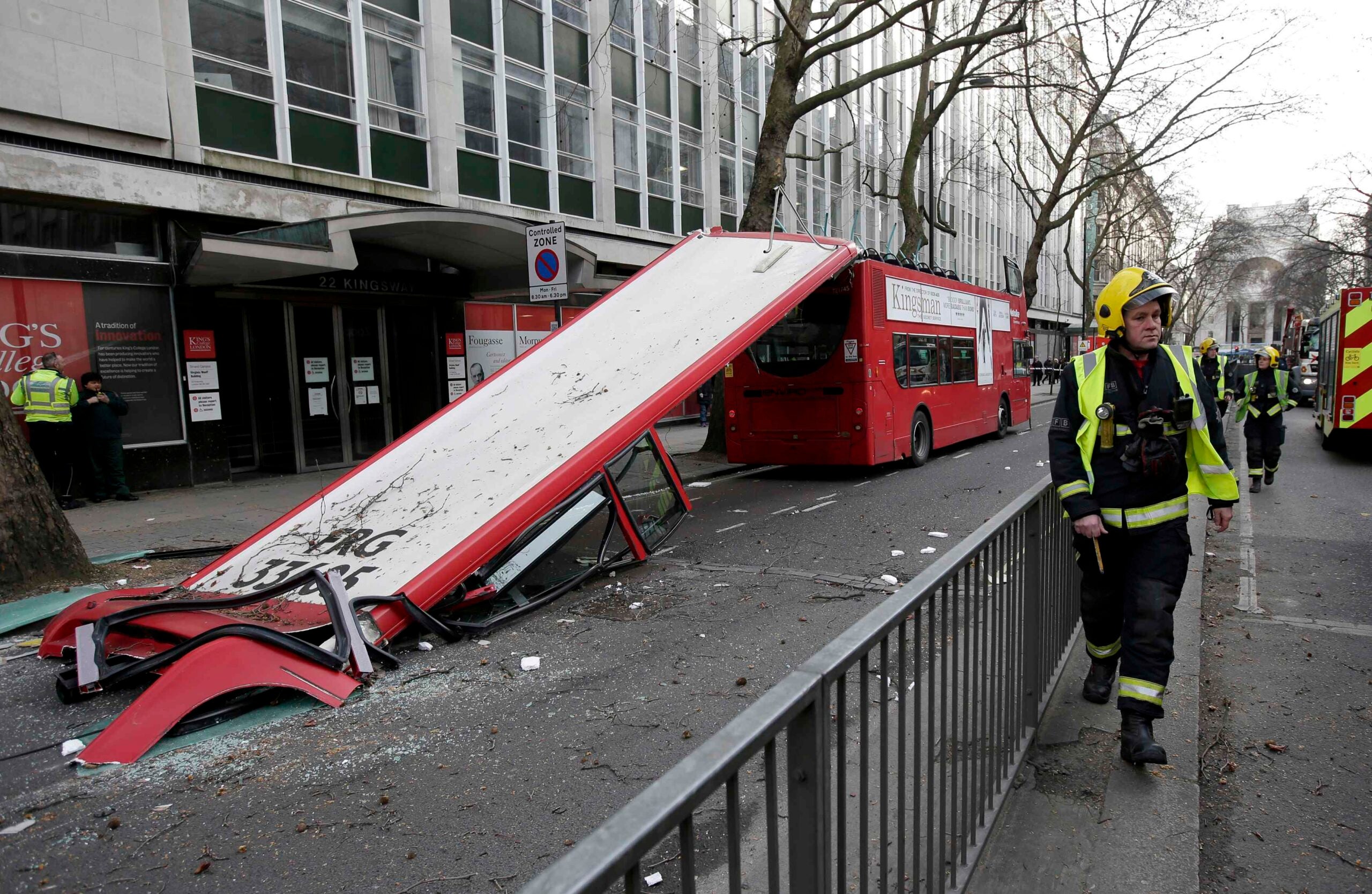 Roof Ripped Off London Double-Decker Bus