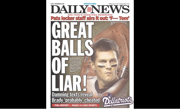 Newspaper Front Pages Rip on Patriots After Deflategate Report