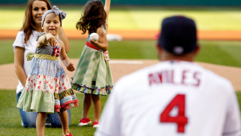 Mike Aviles’s cancer-stricken daughter throws out first pitch for Indians
