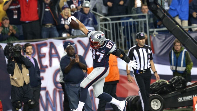The Patriots’ first touchdown of the 2015 season ended with a Gronk Spike