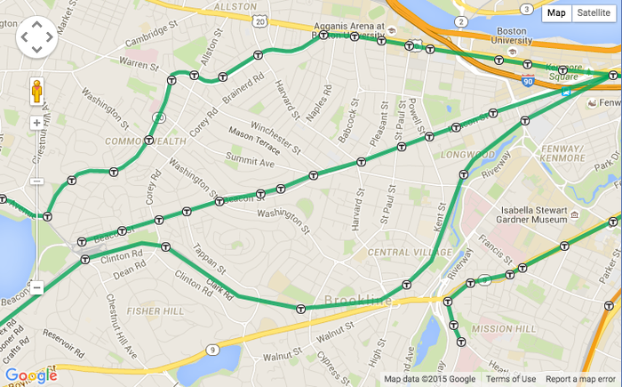 This geographically accurate MBTA map shows its many twists and turns
