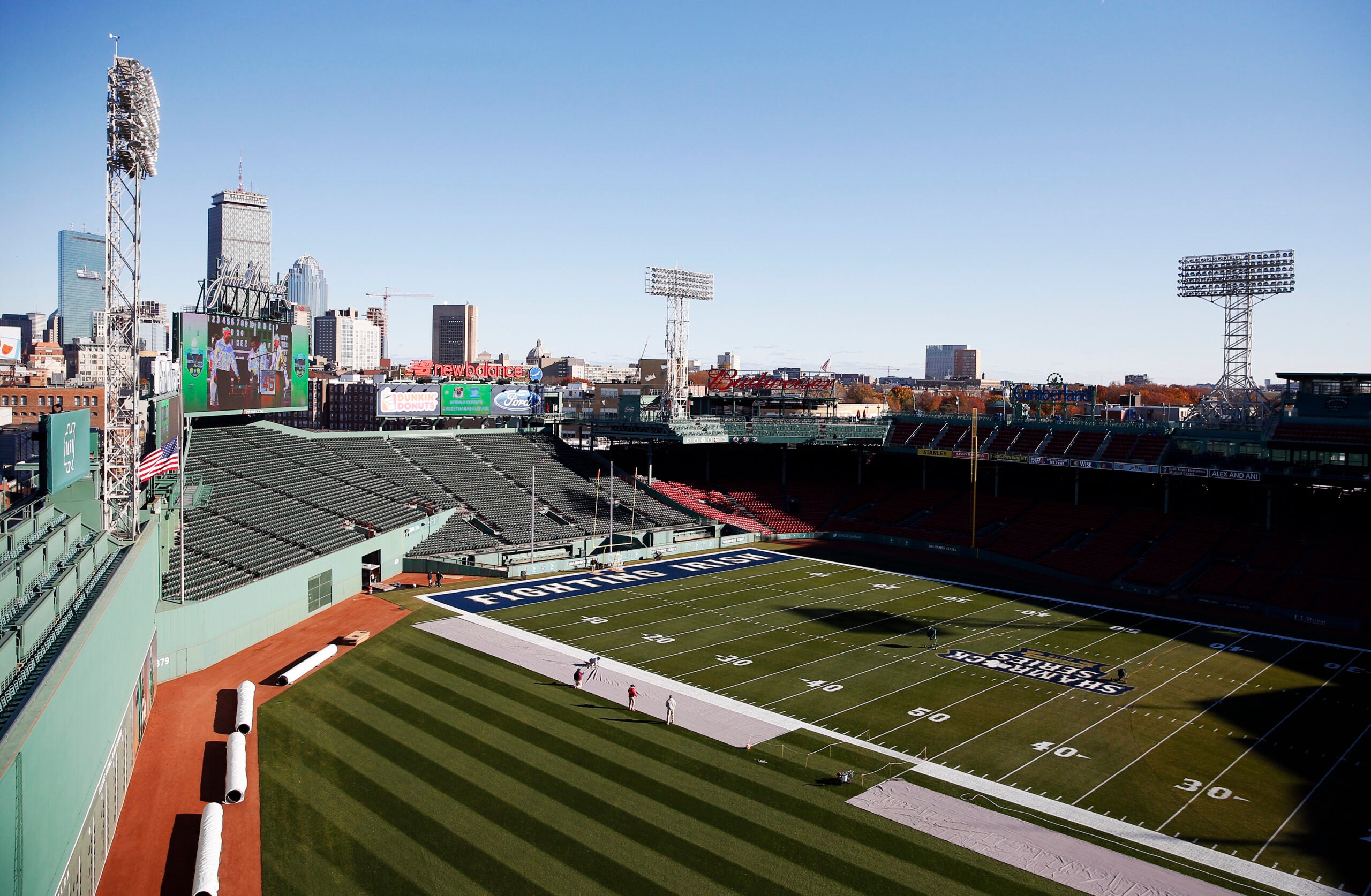 Watch Fenway Park get transformed into a football stadium