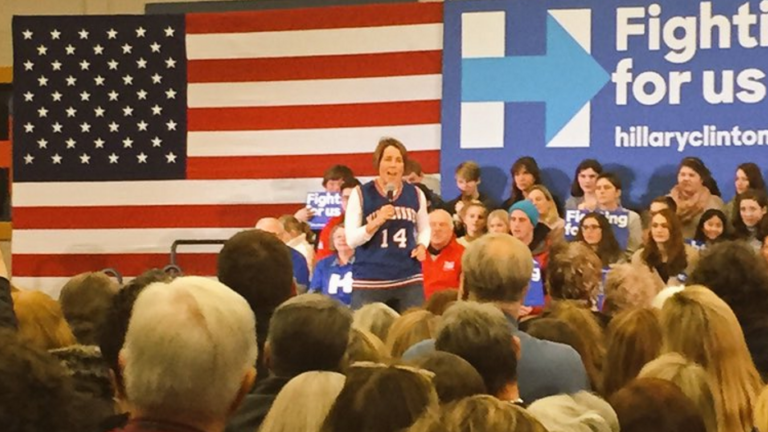Maura Healey threw on her old basketball jersey at a rally for Hillary ...