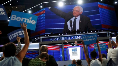 After turmoil, Sanders, Mrs. Obama, Warren thrill convention