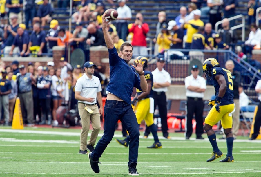 Tom Brady looks right (back) at home at the University of Michigan