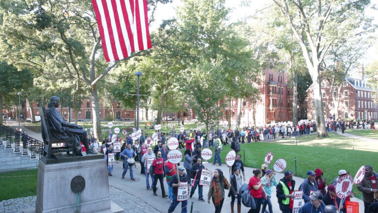 Harvard students lead sit-in to back striking dining workers