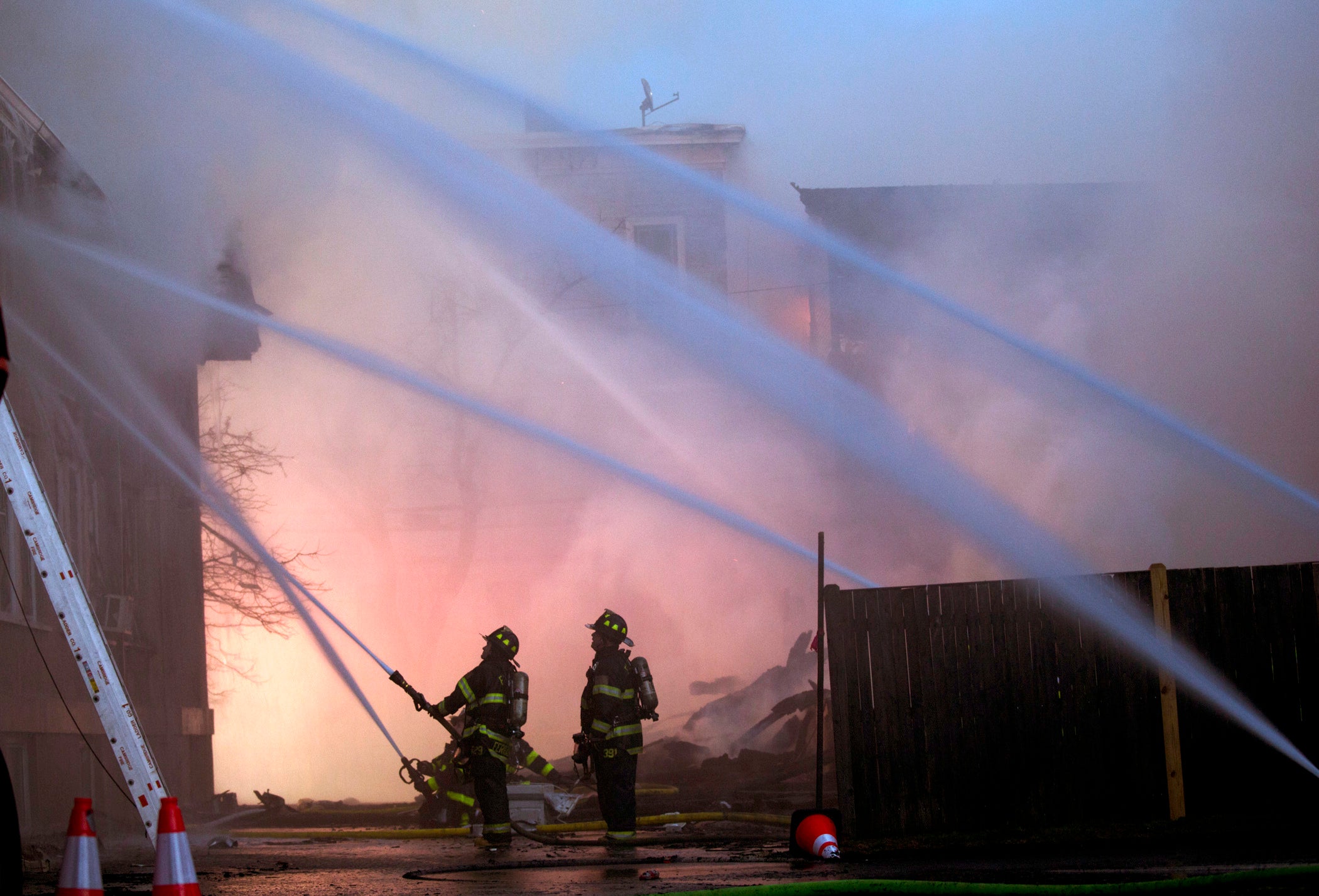 Massachusetts firefighters battle large Cambridge fire