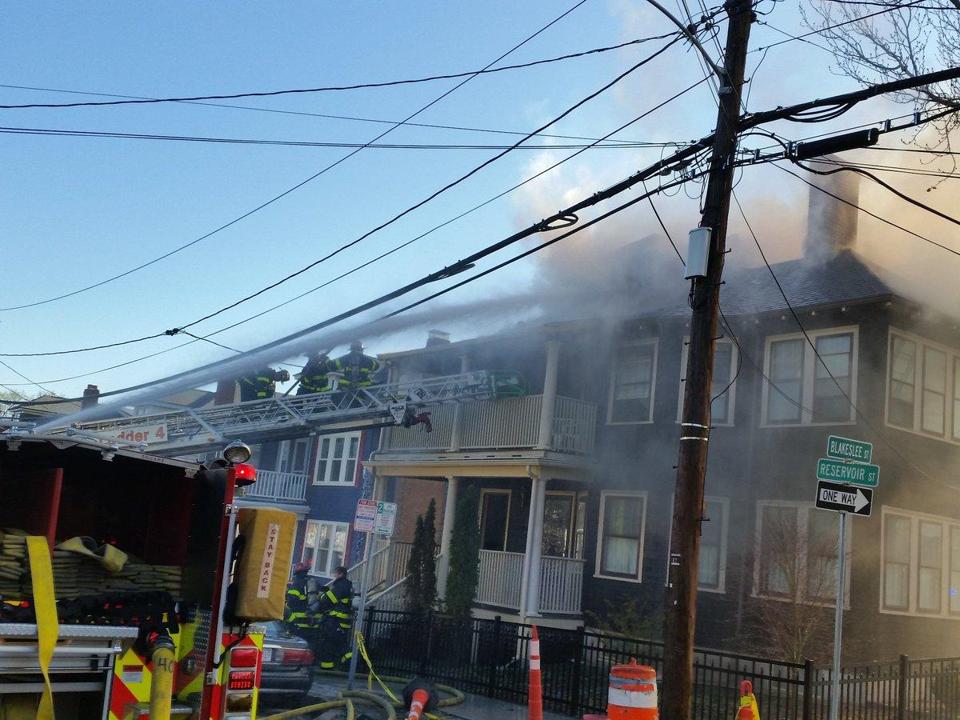 Four-alarm fire house fire raging in Cambridge