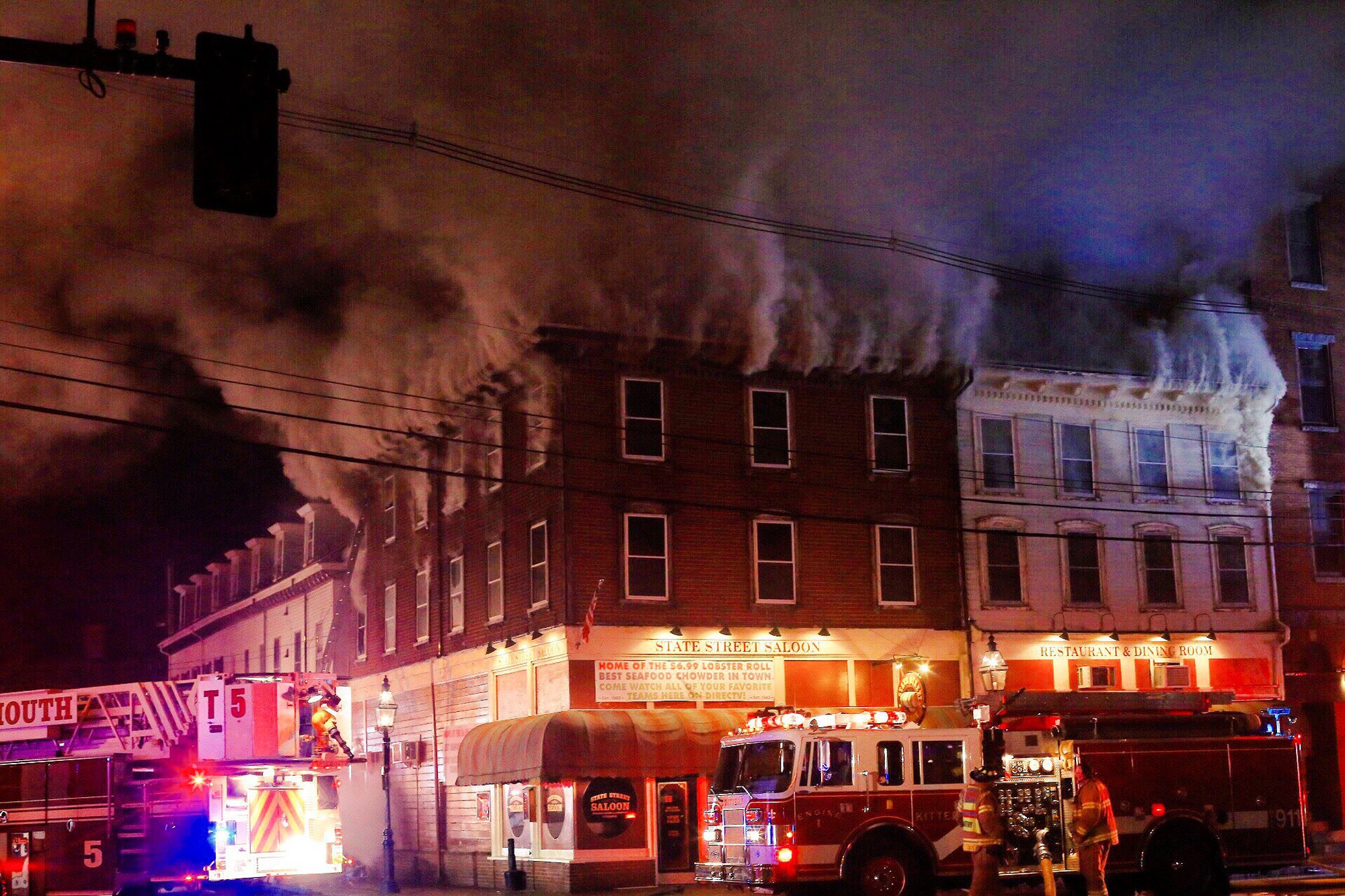 Building that houses restaurant collapses in large fire