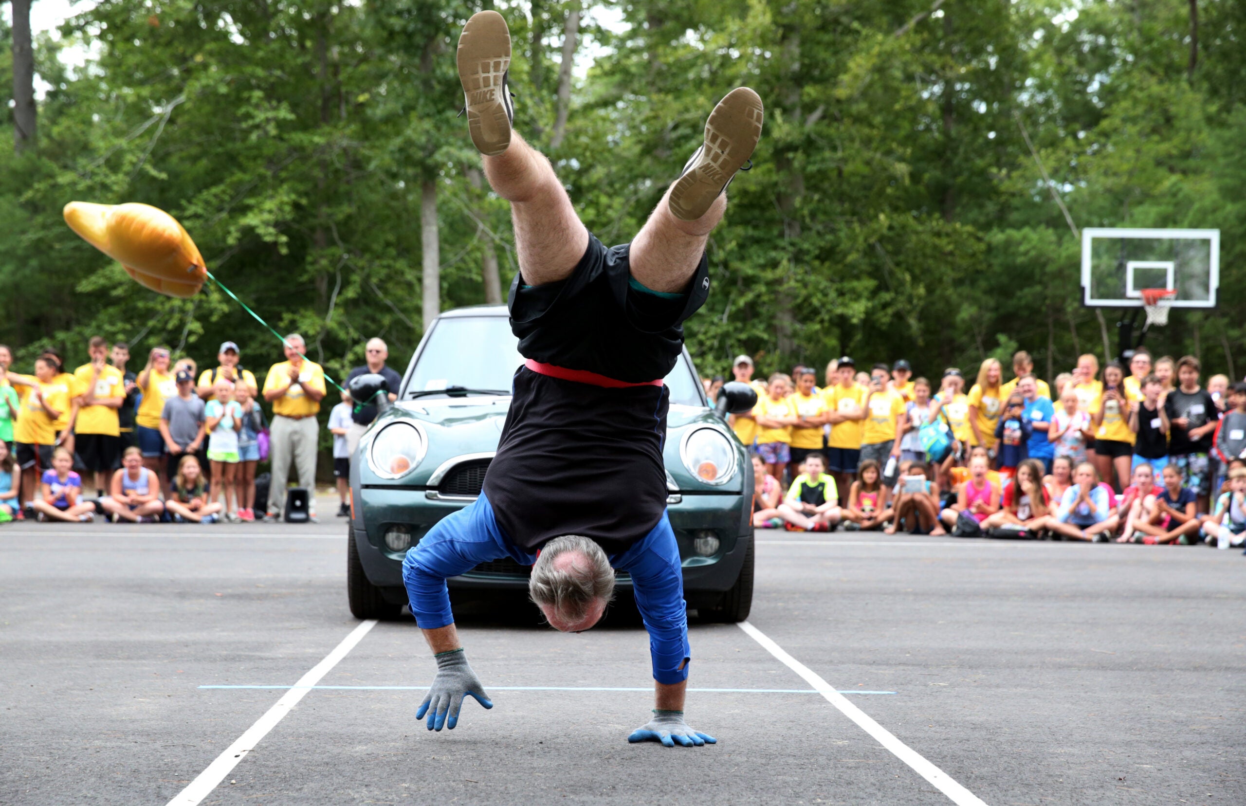 This Plymouth man set a record for pulling a car while walking on his hands