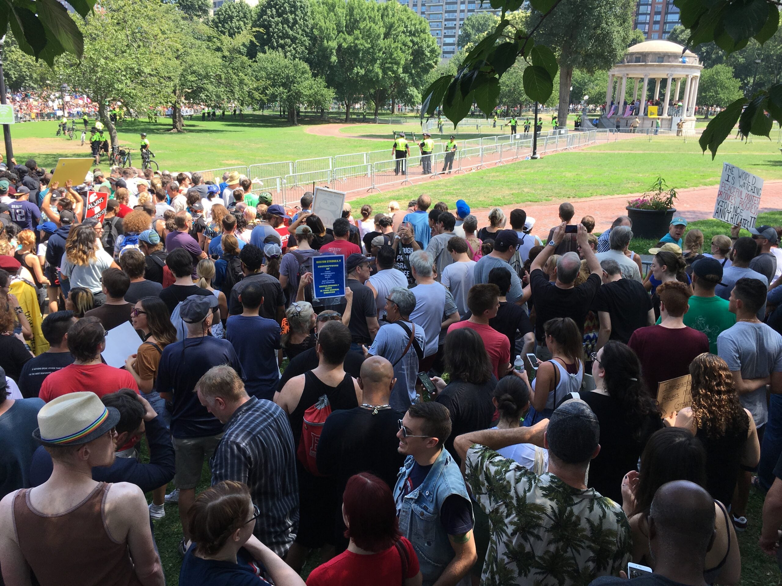 Massive counter-protest upstages 'free speech' rally in Boston