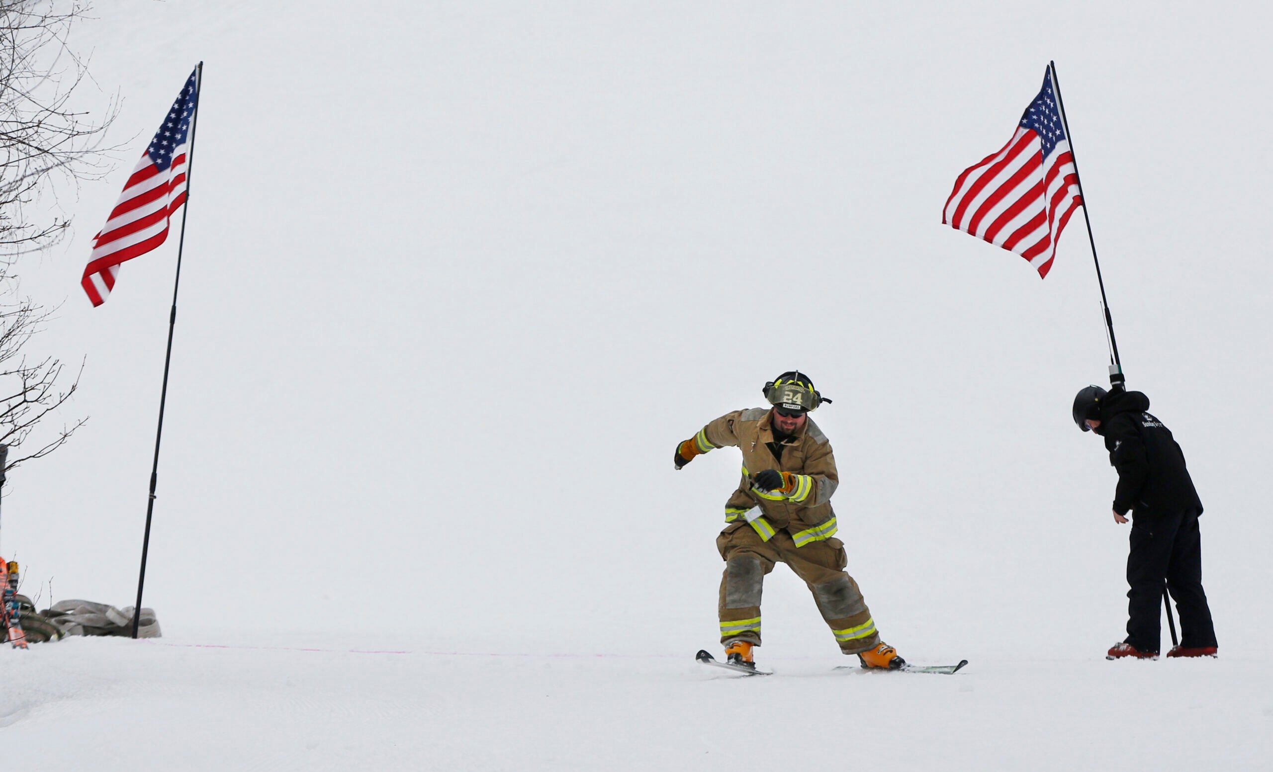 Firefighters hit the ski slopes at Sunday River in full gear, and with ...
