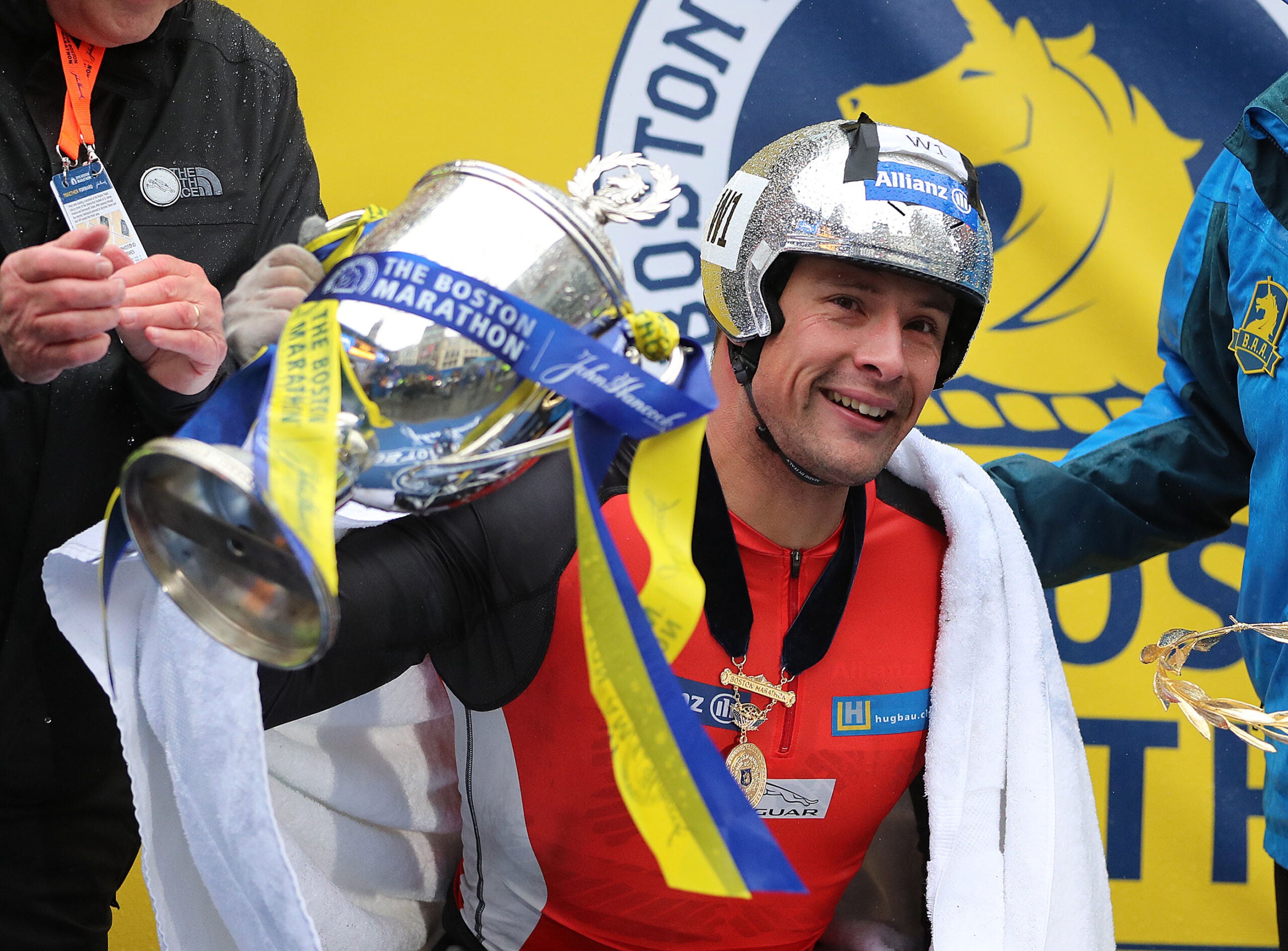 Marcel Hug wins Boston Marathon men’s wheelchair division