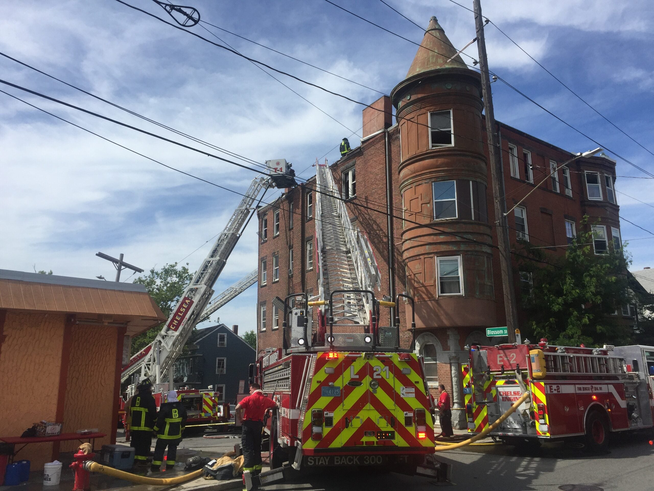 Chelsea firefighters battle three-alarm fire