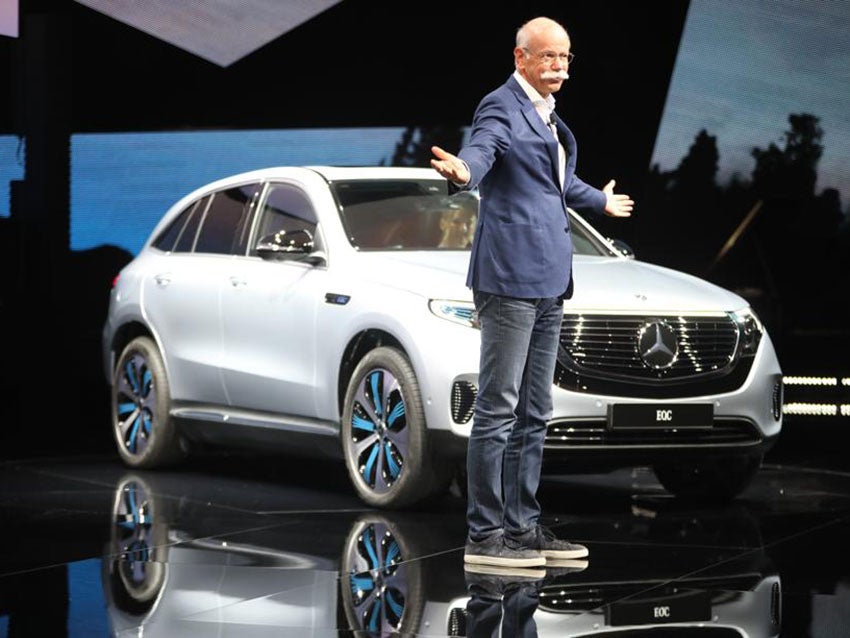 As Mercedes unveils its electric SUV, Tesla's stock slumps