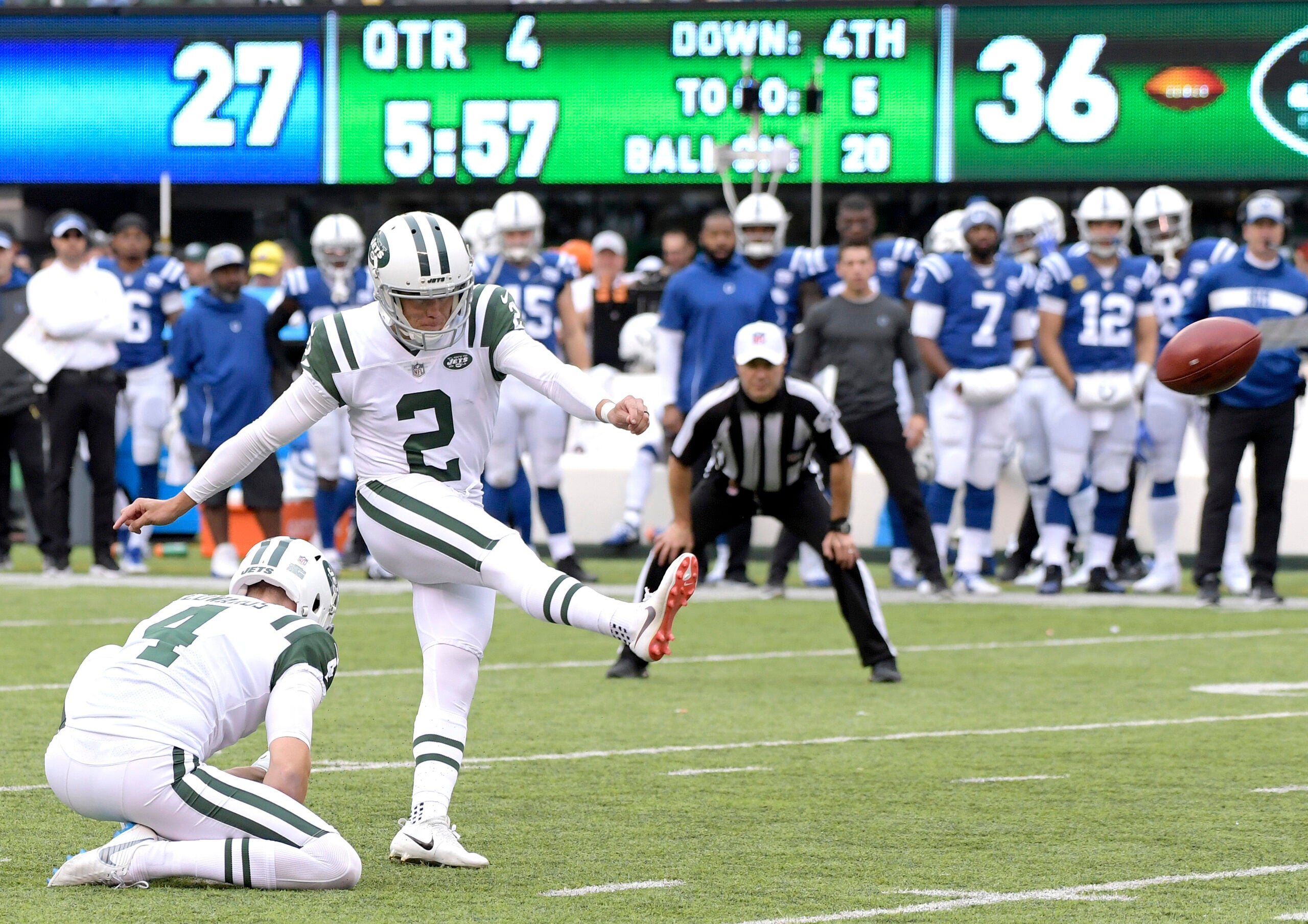 Jason Myers kicks Jets-record 7 FGs in 42-34 win over Colts