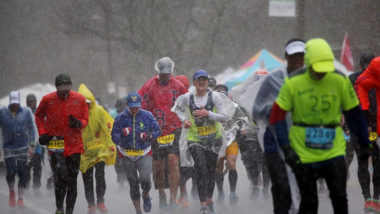 Here are the elevations along the Boston Marathon route