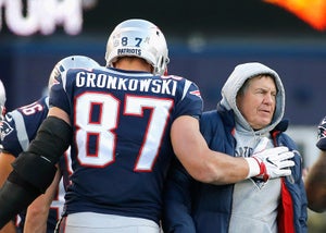 Watch 'Santa Gronk' tell the story of 'How the Grinch won six rings'