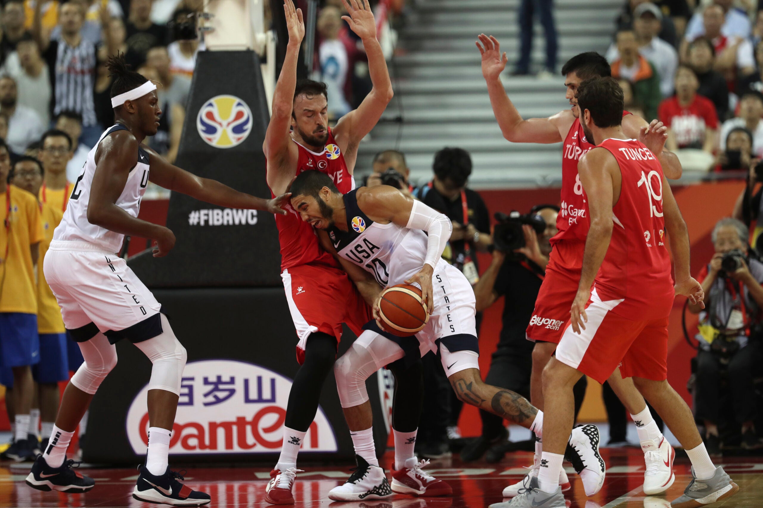 Jayson Tatum sprained his ankle in the final seconds of Team USA's ...