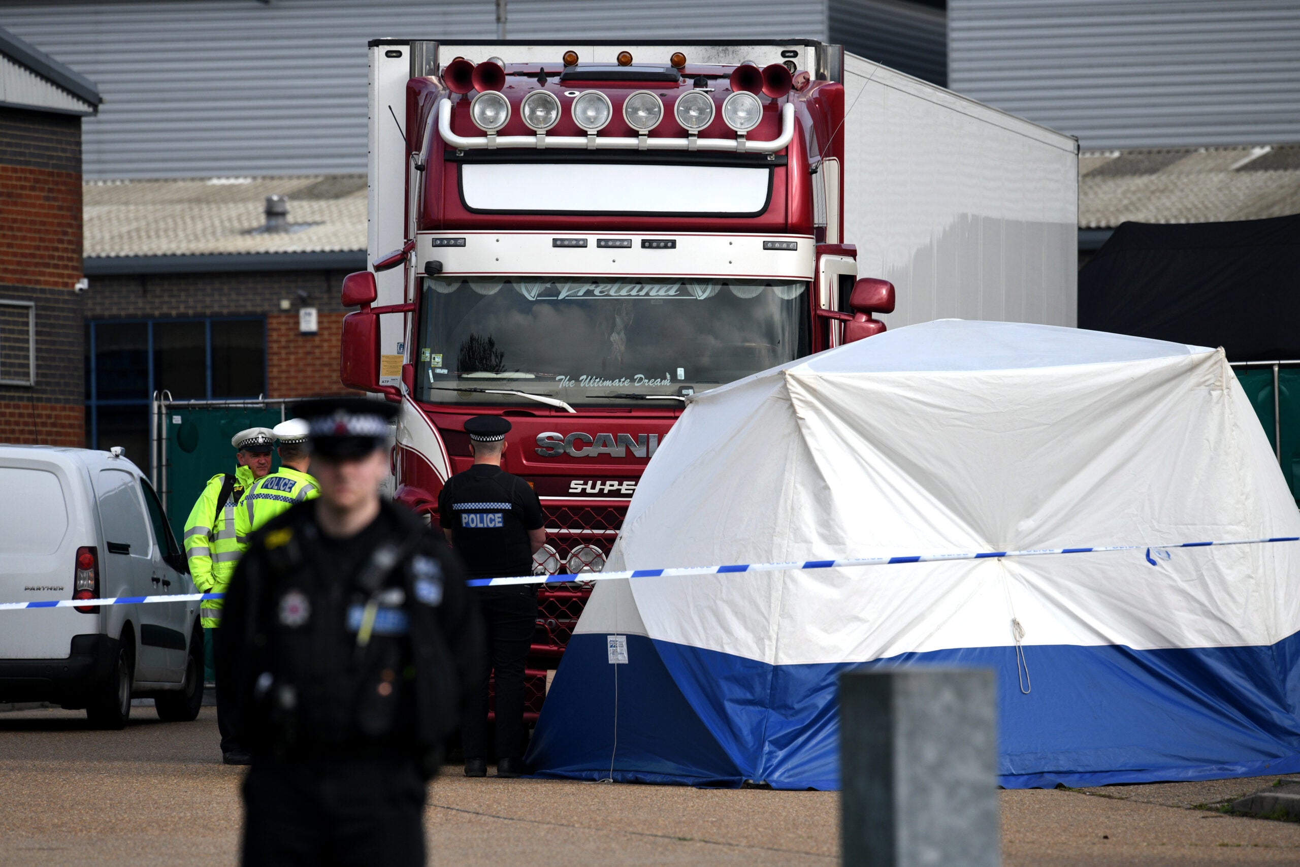 39 people found dead in truck container in southeast England