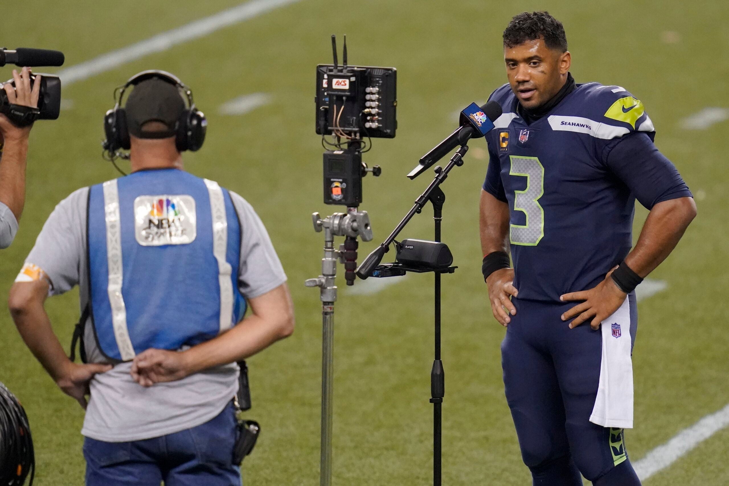 Russell Wilson to Michele Tafoya: 'My heart's heavy' for James White