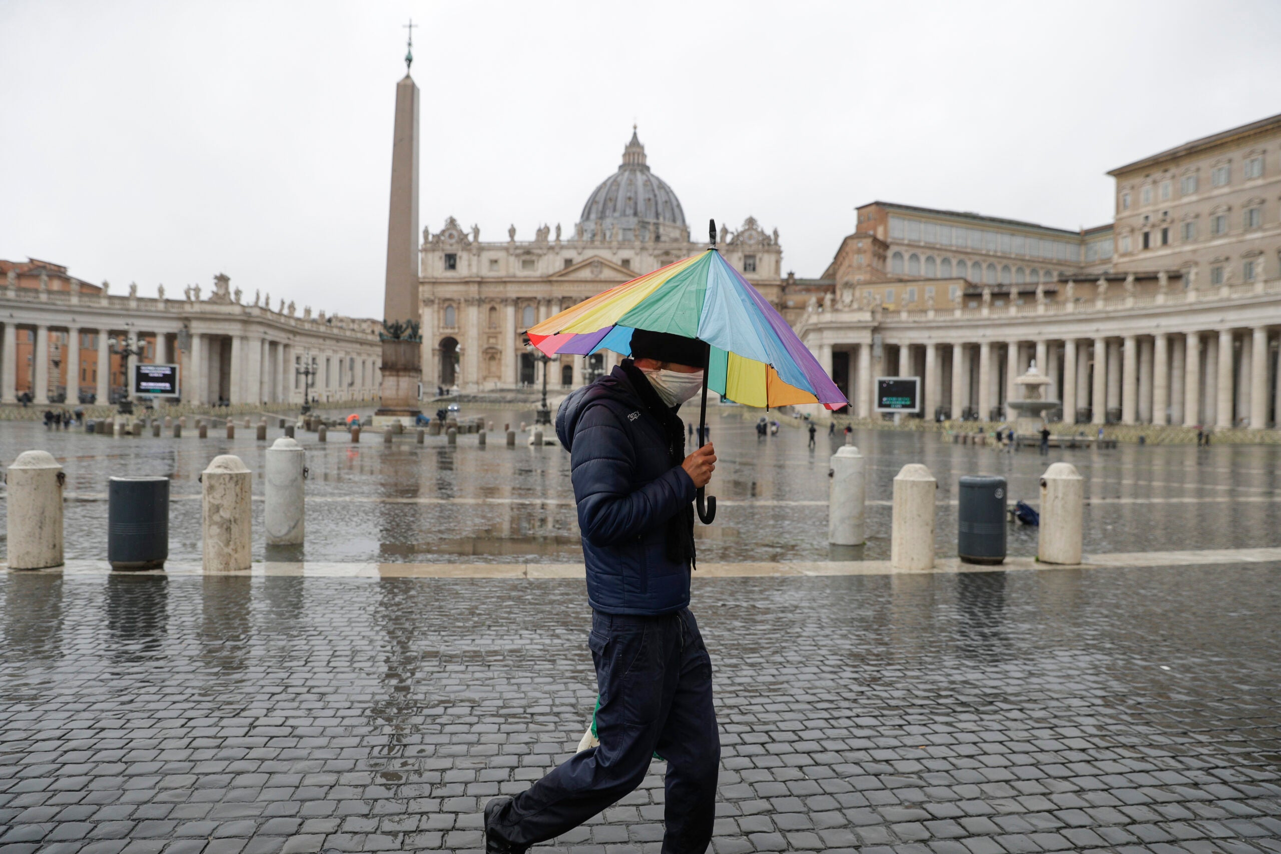 Ailing pope, reducing appearances, prays for homeless dead