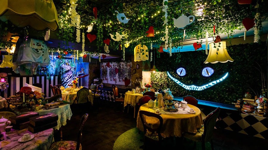 An 'Alice in Wonderland'-themed tea room is now open at Patriot Place