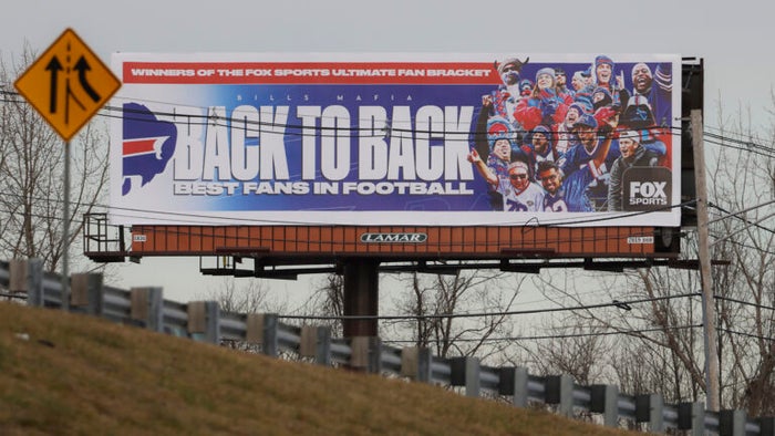Bills fans have once again placed a billboard near Gillette Stadium