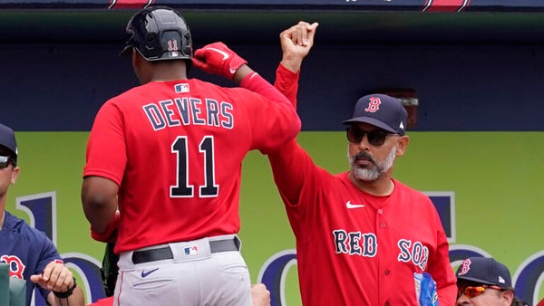Watch Rafael Devers golf a three-run homer vs. Braves in spring training