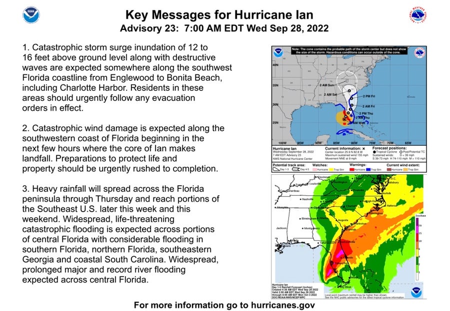 4 maps tracking Hurricane Ian's path, timing, and strength