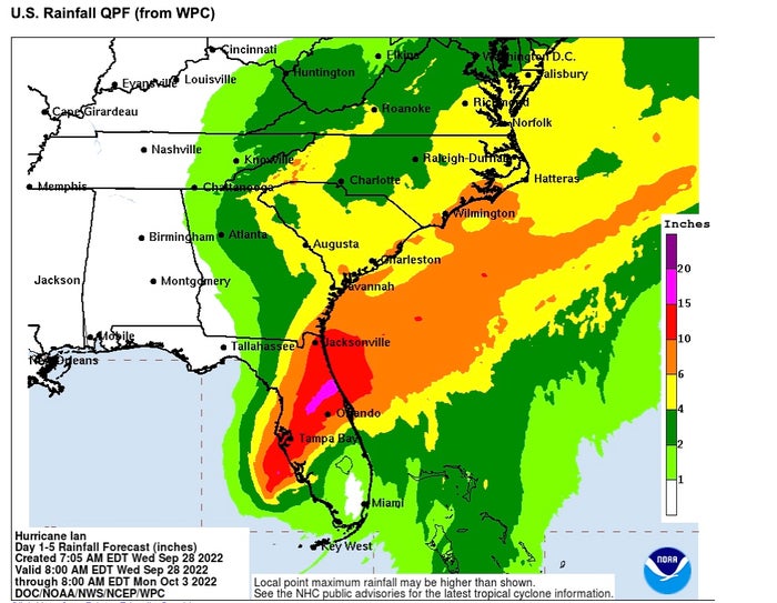 4 maps tracking Hurricane Ian's path, timing, and strength
