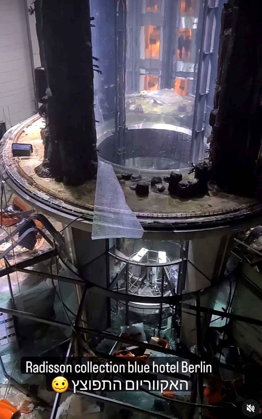 AquaDom photos: Huge Berlin aquarium bursts