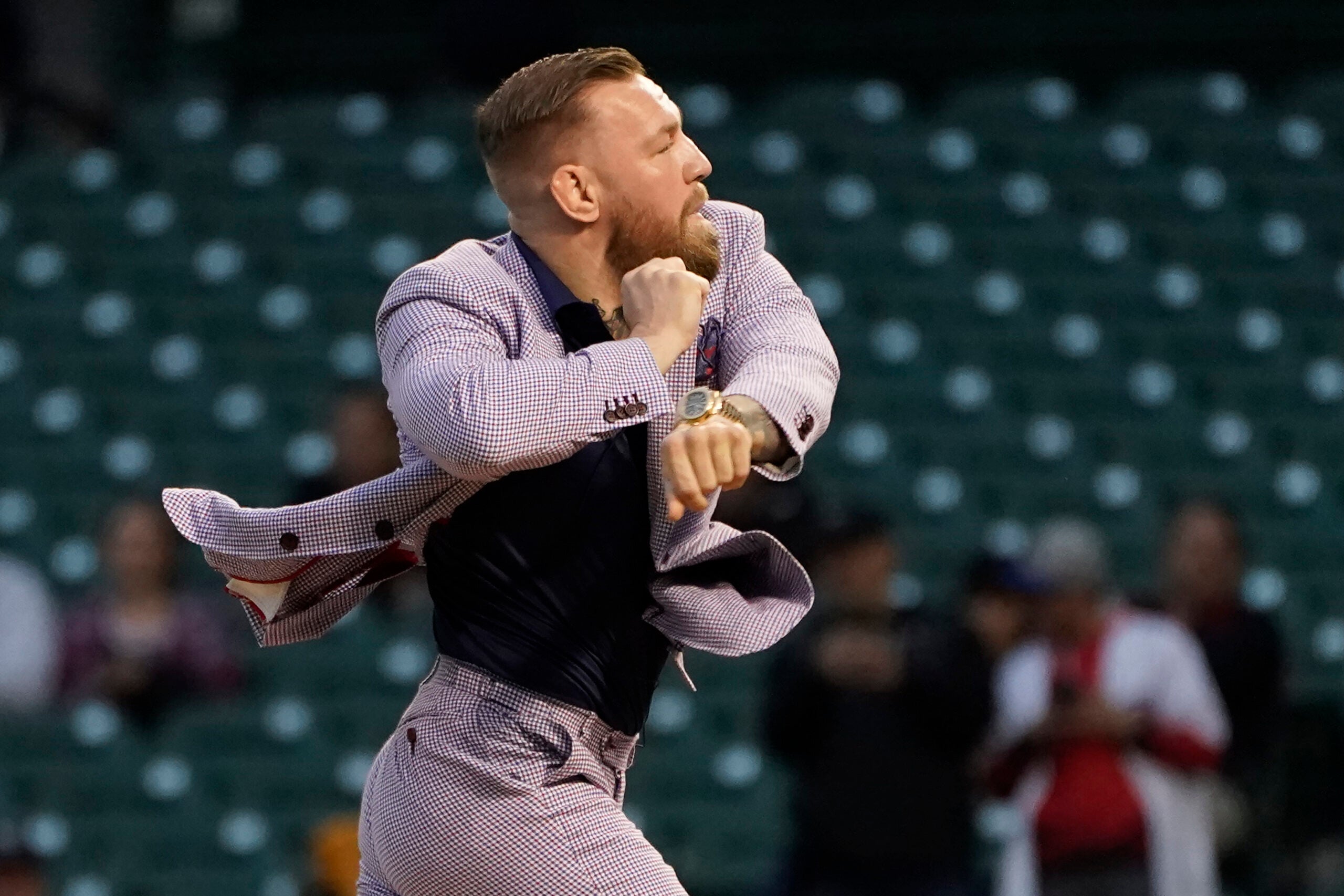 Conor McGregor knocks out Heat mascot in bizarre promotion at NBA Finals