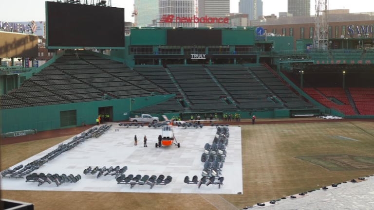 Fenway Park: New LED lights installed using a helicopter