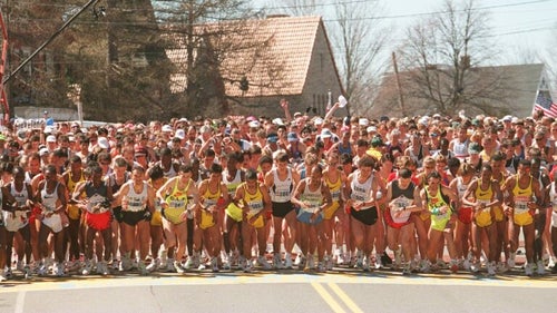 How did the Boston Marathon start line end up in Hopkinton?