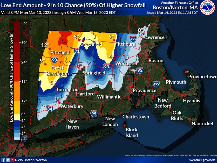Highest, lowest, expected: 3 snowfall accumulation predictions for Mass.