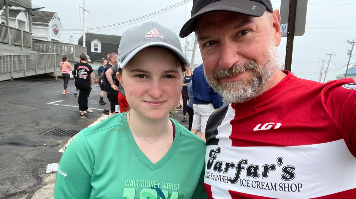 Chris Ruggio is running for the Boston Children's Hospital and his daughter