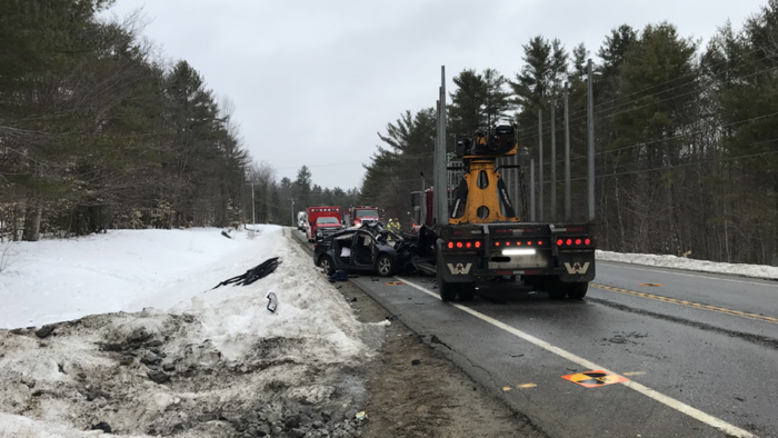 NH teen driver in critical condition after car crash with logging trailer
