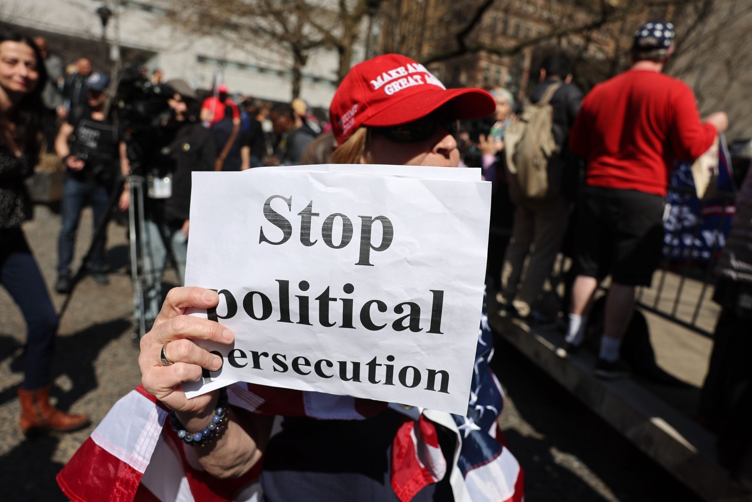 Photos: Here's what it looks like outside Trump's arraignment in NYC