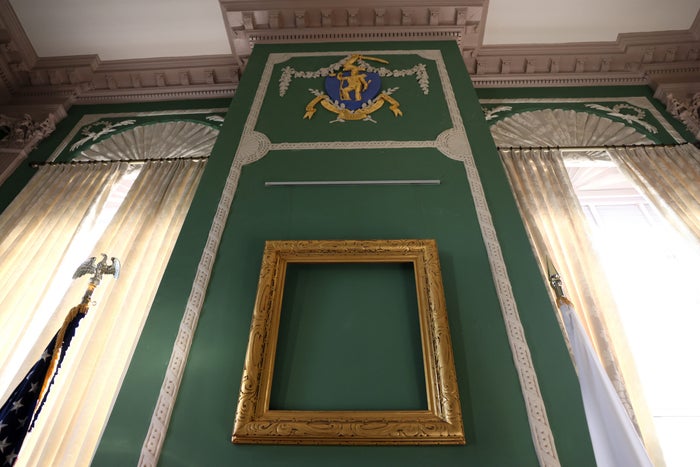 Here's why Gov. Healey has an empty frame hanging in the Statehouse