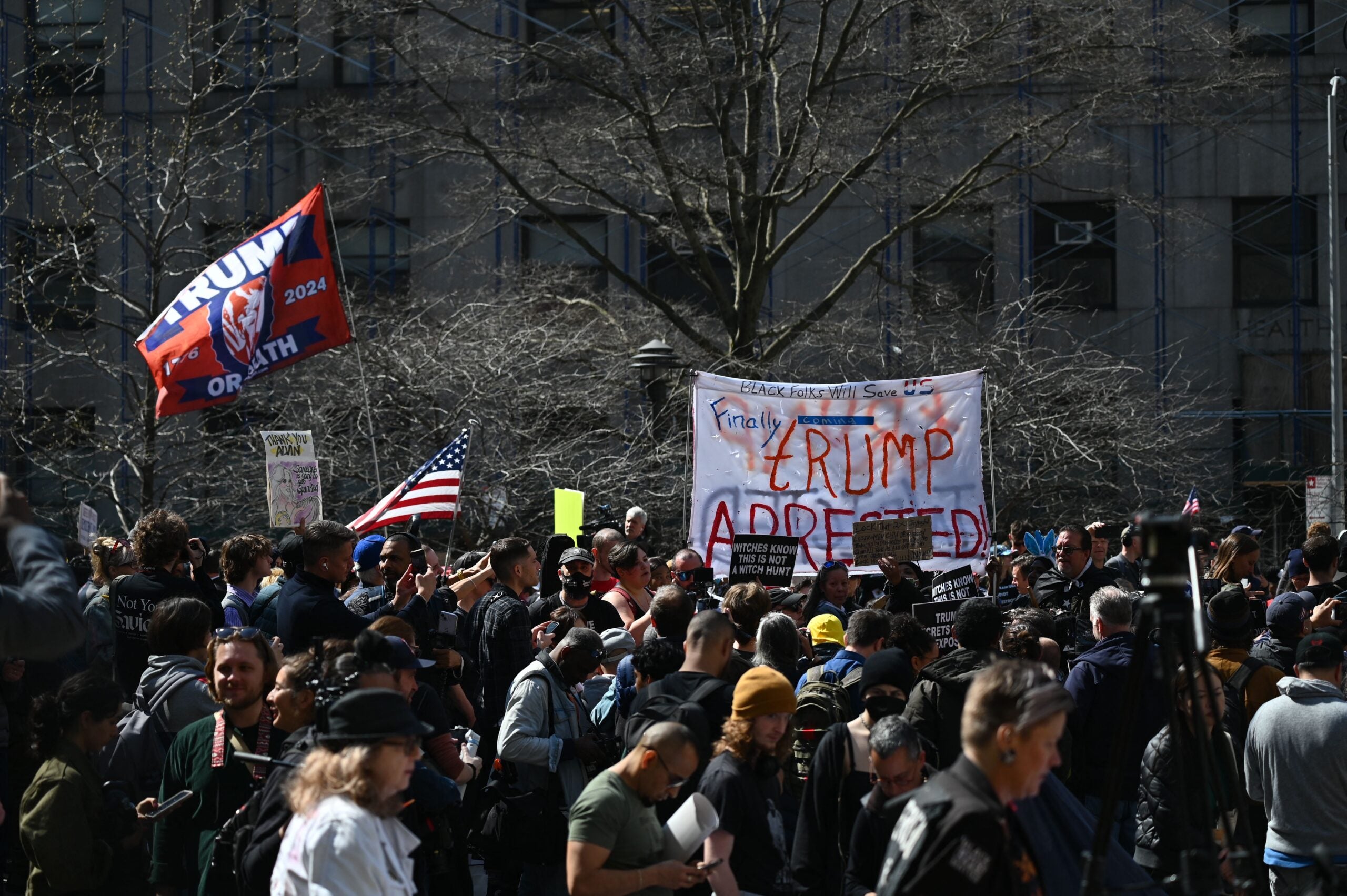 Photos: Here's what it looks like outside Trump's arraignment in NYC