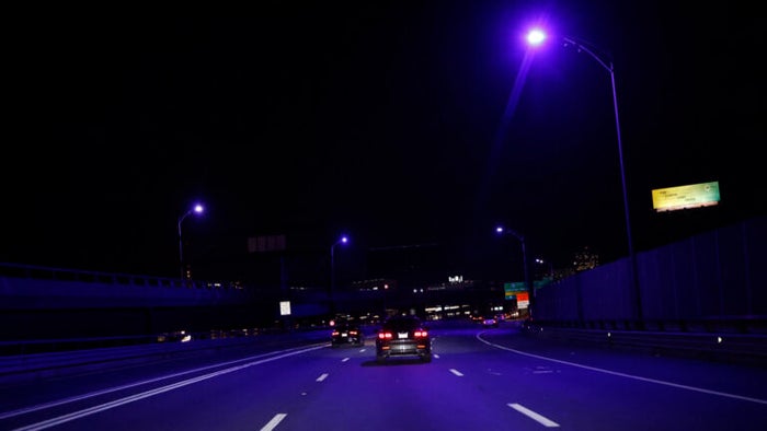 Why some street lights on I-93 — and around Boston — are bright purple