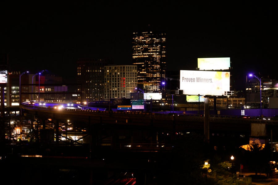Why some street lights on I-93 — and around Boston — are bright purple