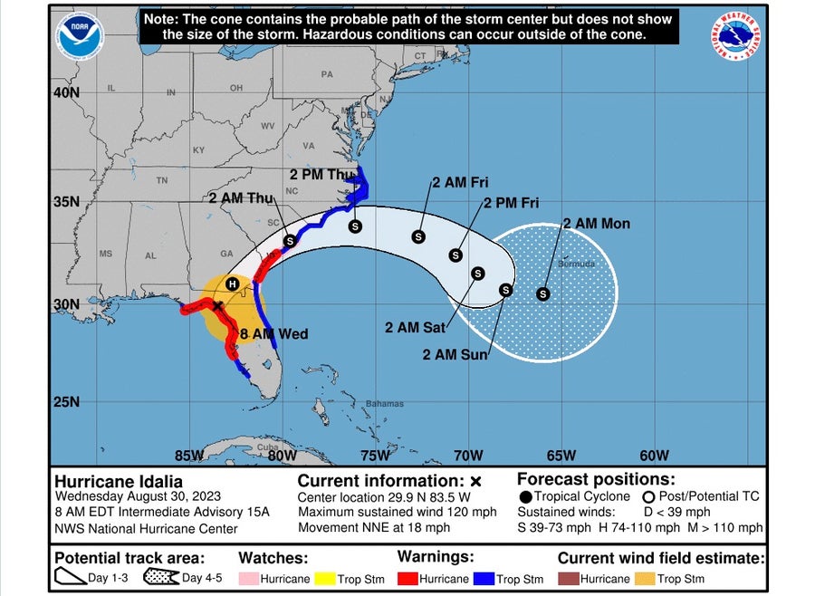 Hurricane Idalia maps: Path, timing, wind speeds, storm surge
